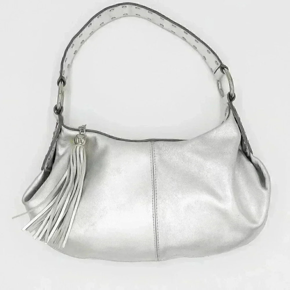 Great American Leather Works | Bags | 9s Y2k Silver Metallic Leather ...